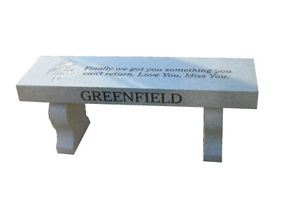 Granite bench - cemetery memorial bench - custom engraving available | eBay