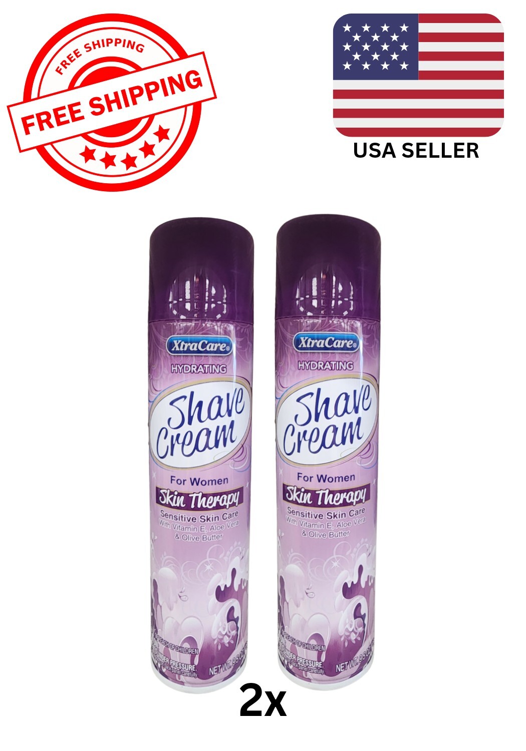 (Lot Of 2) XtraCare Shave Cream Sensitive Skin Care w/Vit E, Aloe ...