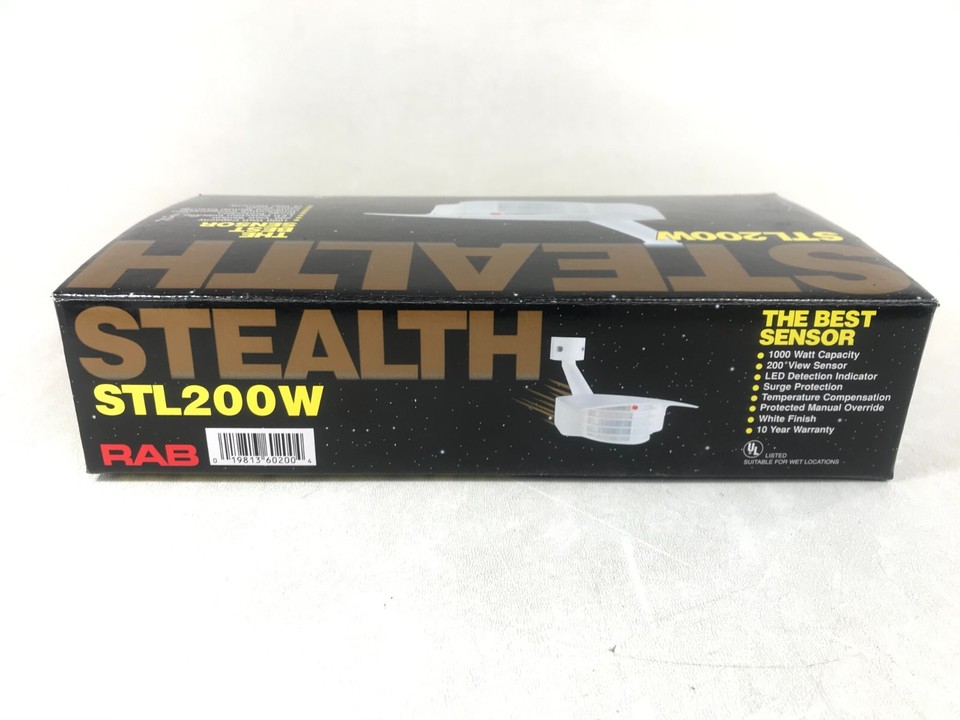 RAB Lighting Stealth STL200W Outdoor 200° Motion Sensor 1000w 120v ...