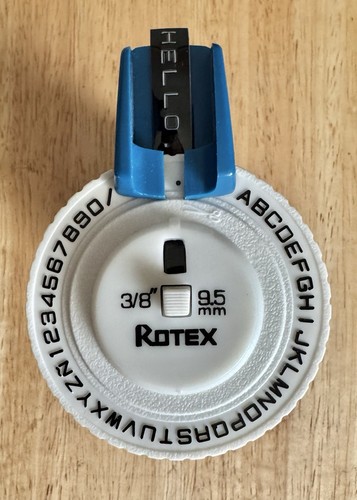 Rotex Label Maker Compact Handheld 3/8” 9.5mm Vintage USA Blue & White ...