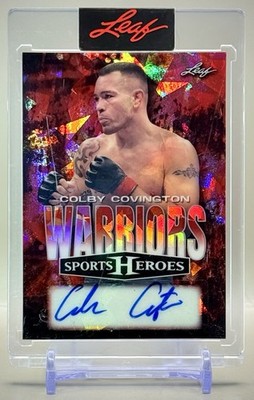 Colby Covington 2025 Leaf UFC Sports Heroes WARRIORS Red Crystal Auto ...