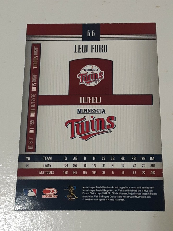 Lew Ford Minnesota Twins 2005 Donruss Signature Series Certified ...