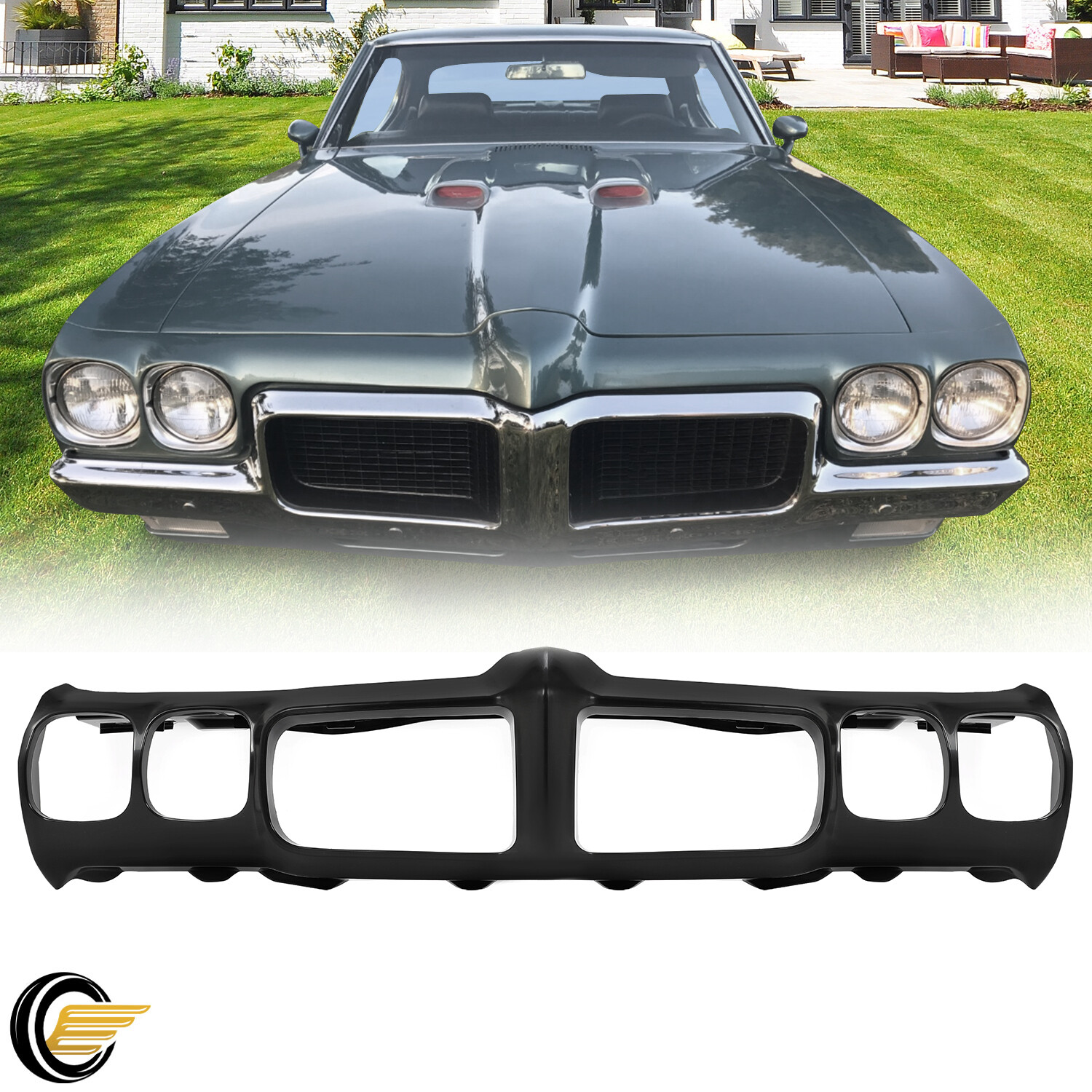 Black Front Bumper Cover Fascia For Pontiac GTO Lemans 1970 W/ Fog ...