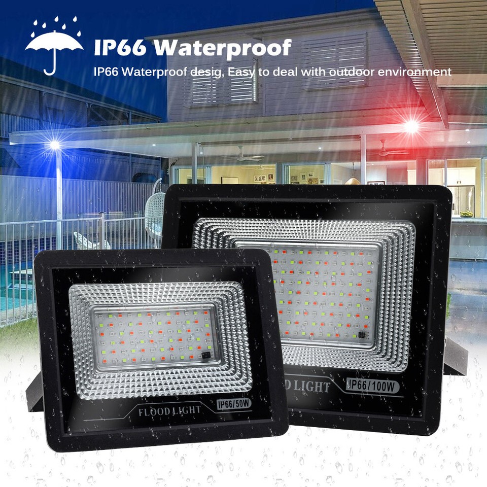 RGB LED Flood light 50W 100W Spotlight Color Changing Outdoor ...
