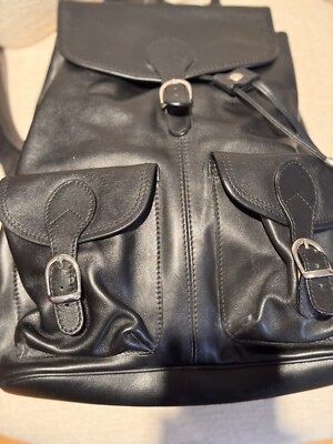 Florence Italy Leather Cargo Backpack - Black | eBay