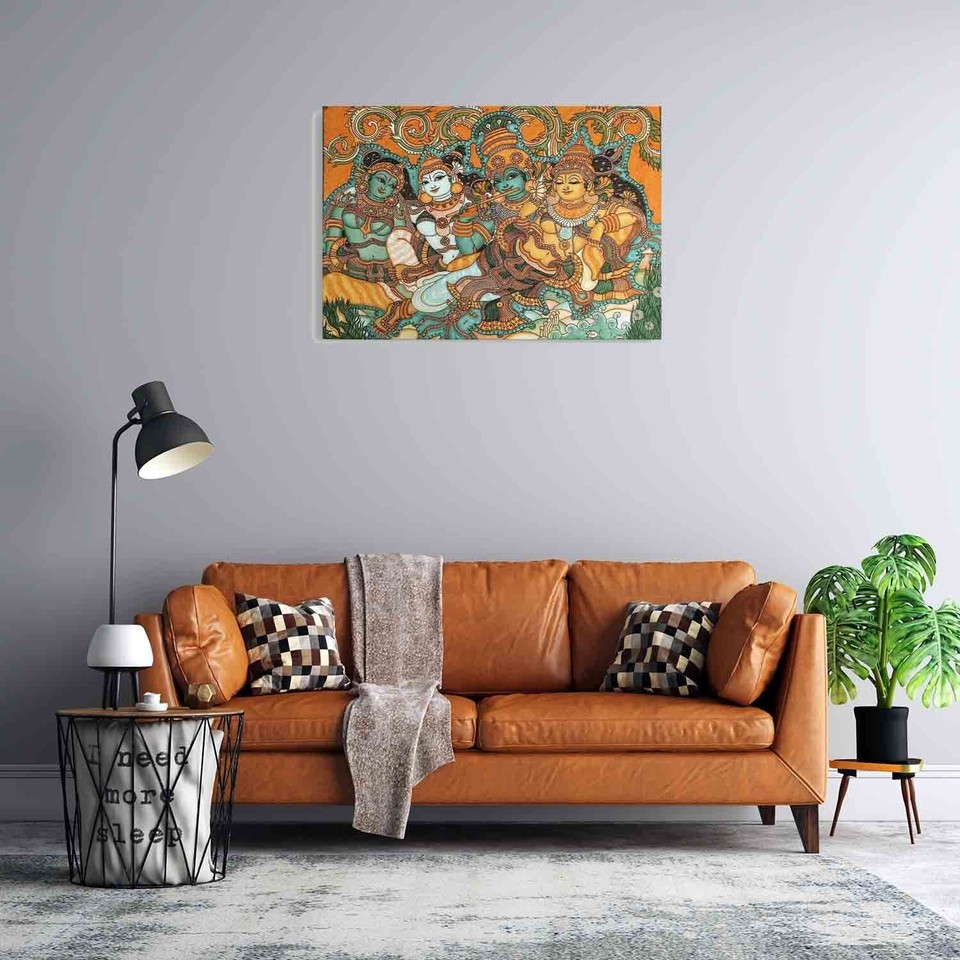 Religious Mural Art Canvas Painting Framed (20x14 inch) Wall Decor Art ...