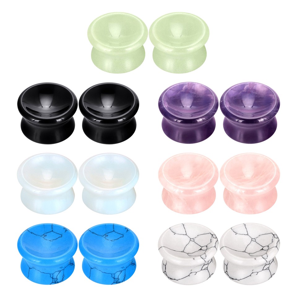 PAIR-Ear Gauges-Mix Wood Stone Ear Plugs Tunnels 2G,0G,00G,12,14,16,1 ...