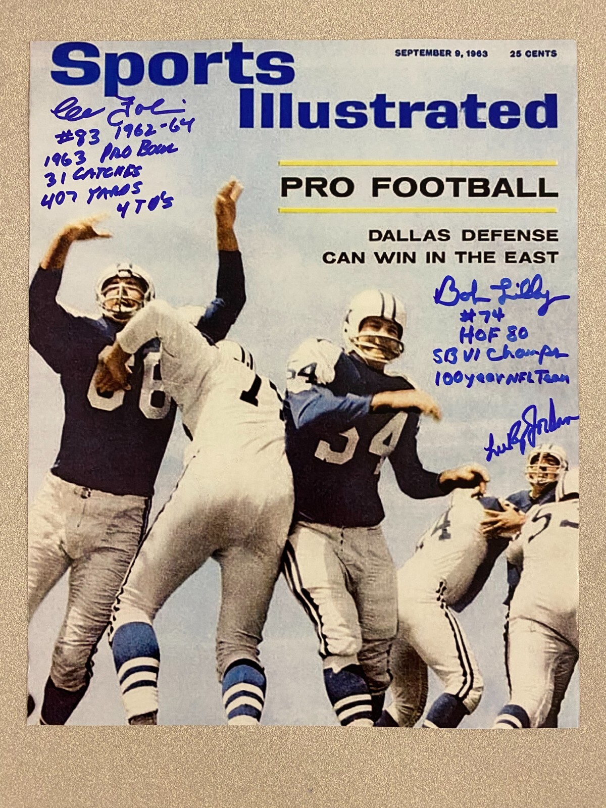 Bob Lilly, Lee Roy Jordan & Lee Folkins signed DALLAS COWBOYS 8 X 10 ...