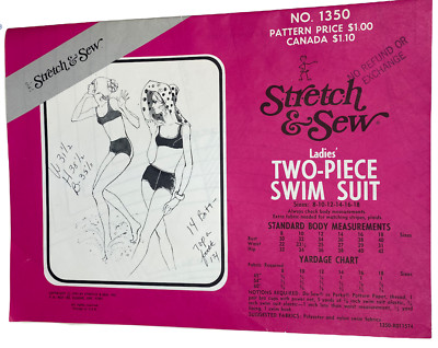 Stretch & Sew Pattern 1350 "Two-Piece Swin Suit" Women's Size 8-18 ...