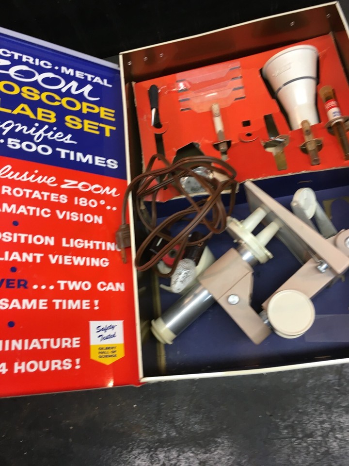 Vintage Gilbert Microscope and Lab Set Metal Case 1960 Kids Toy Science ...