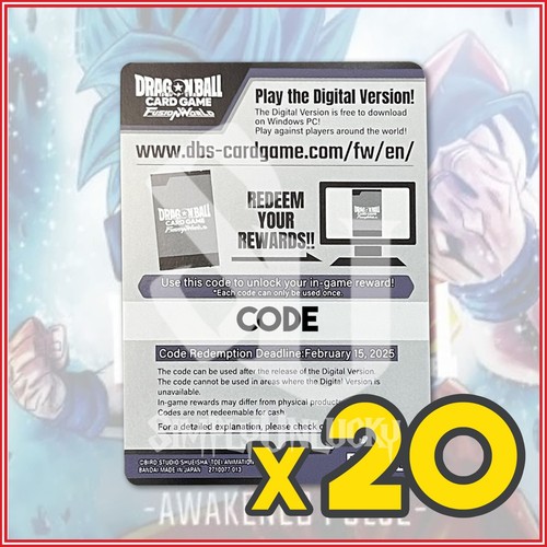 DRAGON BALL SUPER FUSION WORLD TCG: BOOSTER PACK CODE FS01 AWAKENED ...