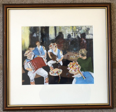 Zella Johnson Original Oil Painting Morris Dancers at Woolpack Pub ...