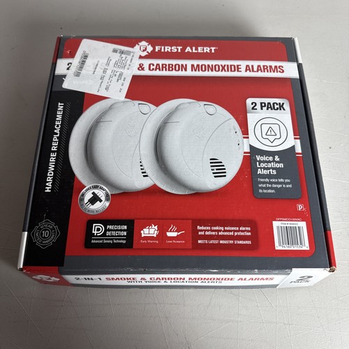 First Alert 2 Pack 2-in-1 Smoke & Carbon Monoxide Alarms w/ Voice ...