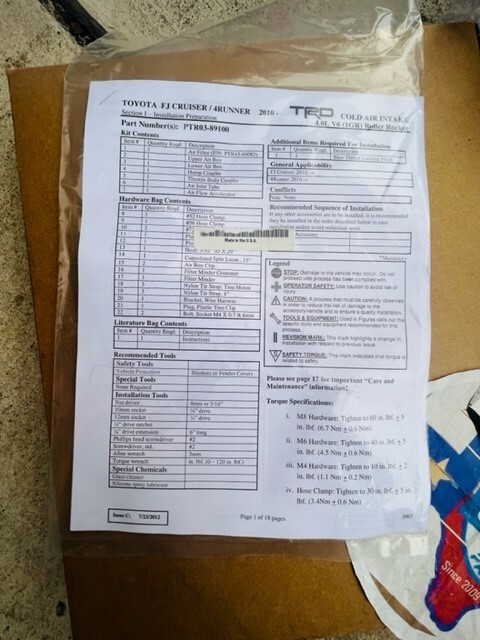 2010-2022 4RUNNER 4.0L V6 TRD PERFORMANCE AIR INTAKE INTAKE GENUINE ...