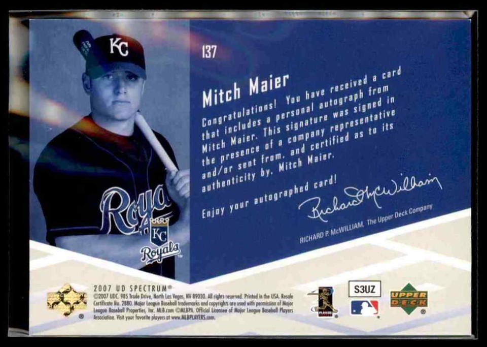 2007 Upper Deck Spectrum Mitch Maier RC Auto Kansas City Royals #137 | eBay