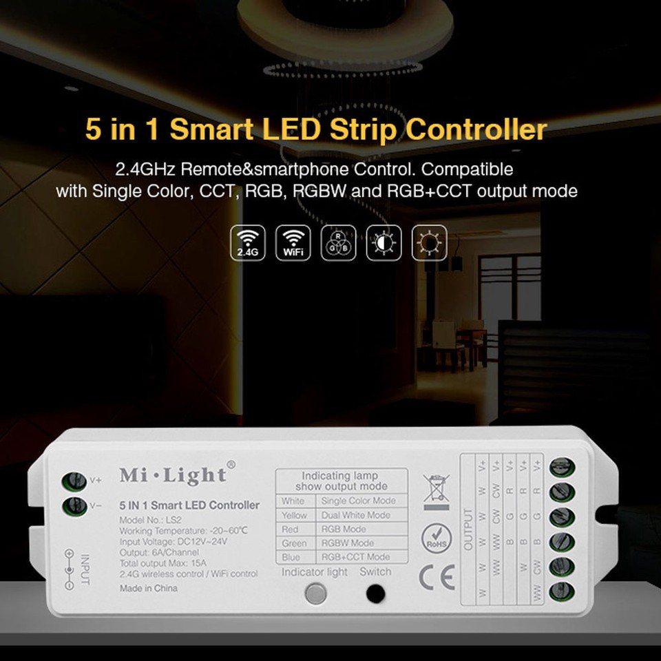 MiLight Wifi 2.4G RF Remote 8-Zone RGBW RGB CCT LED Strip lamp Panel ...