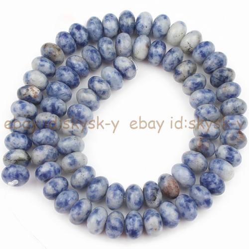 5x8mm Smooth Natural Blue Spot Stone Rondelle Gemstone Loose Beads 15 ...