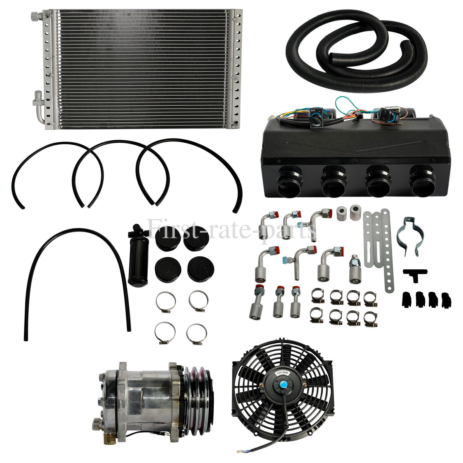 12V Universal Underdash Air Conditioner A/C Kit for RV Camper Truck Van ...