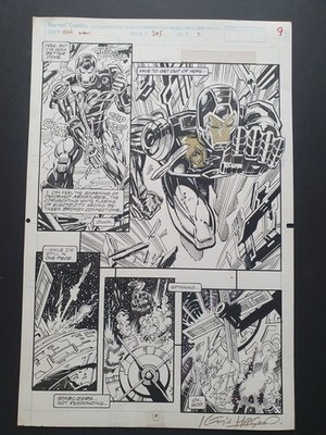 IRON MAN # 295 PAGE 9 ORIGINAL ARTWORK SIGNED BY KEVIN HOPGOOD BLAH ...
