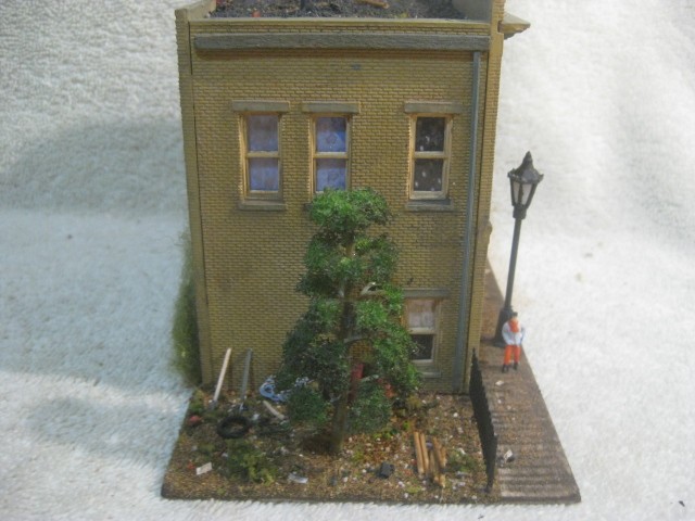 HO scale Two Story Brick corner storefront building Weathered and ...