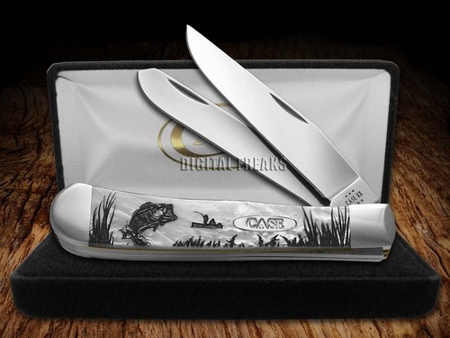 Case XX Knives Bass Fever Trapper 6073BASS-HP White Pearl Pocket Knife ...