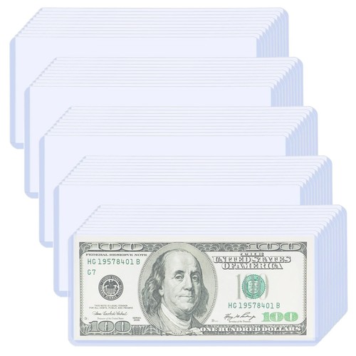 50 Pack Hard Plastic Currency Sleeves, Clear PVC Money Holder Dollar ...