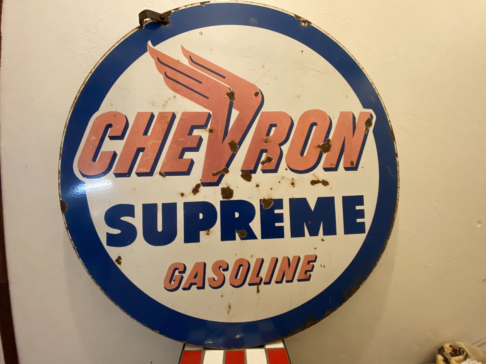 Chevron Supreme Gasoline Double Sided Porcelain Sign 33.5" | eBay