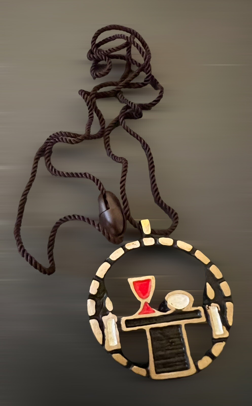 Terra Sancta Guild TSG Communion Necklace Pendant Metal Red Black 2 1/4 ...