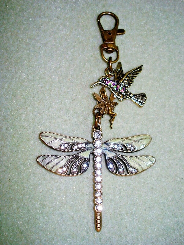 5" Drop Dangle Rhinestone Dragonfly, Fairy, Hummingbird Sparkling Key ...