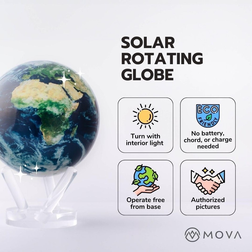 Mova Mysterious Globe Rotating With Light Mova Globe 4.5 Inches 11.4Cm ...
