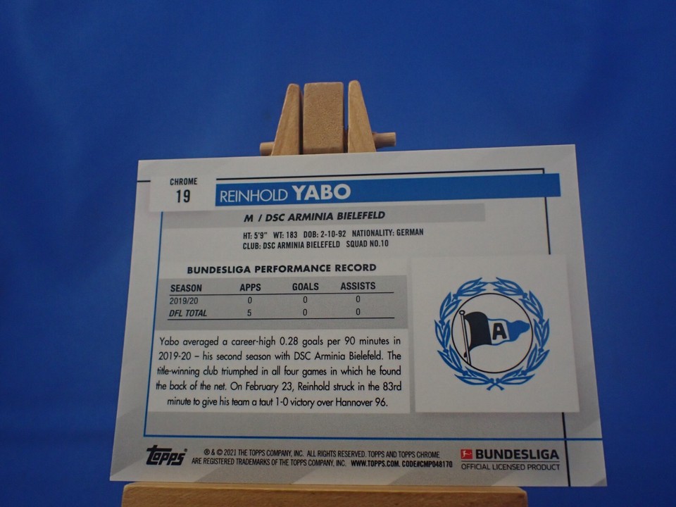 Reinhold Yabo Topps Chrome Sapphire Bundesliga 2020-21 Blue Cracked Ice ...
