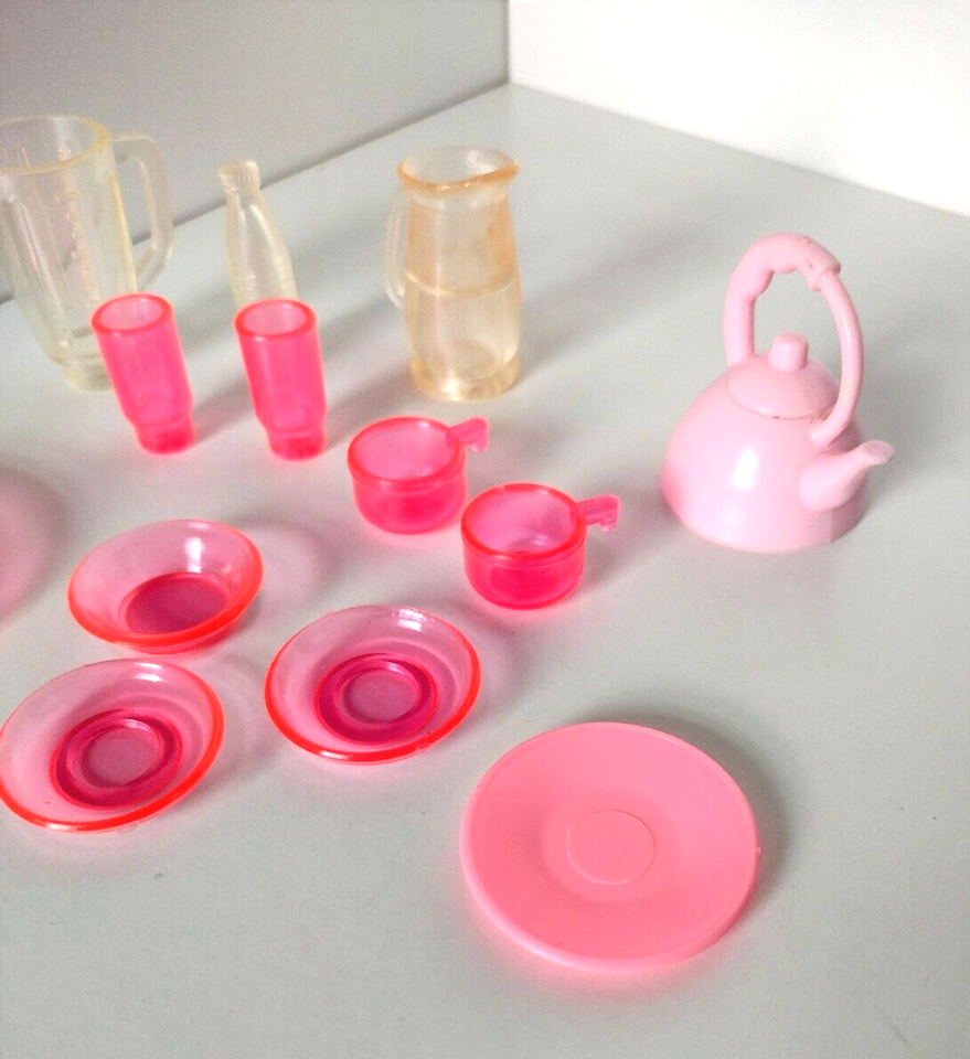 Barbie Doll Dishes, Vintage 1990's, Teapot Teacup Pitcher Plate Mug Cup ...