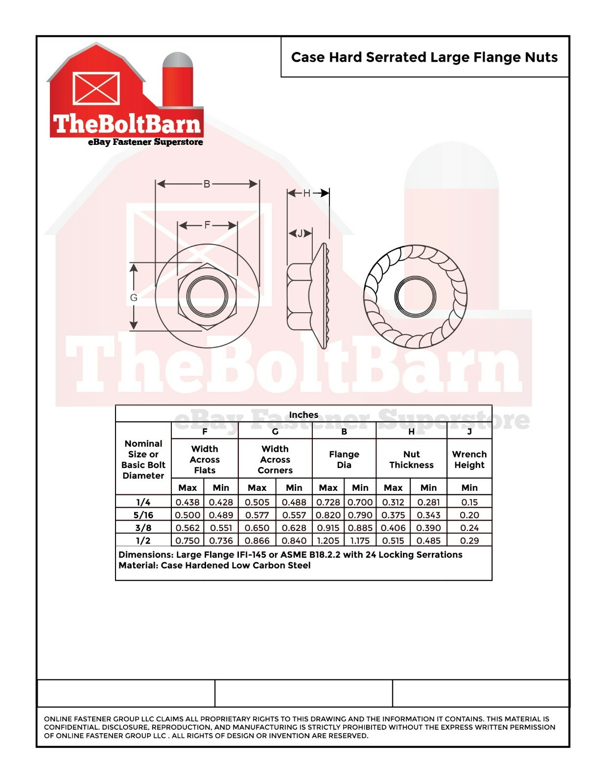 3/8"-16 Case Hardened Serrated LARGE Flange Whiz Lock Nut Zinc Coarse ...