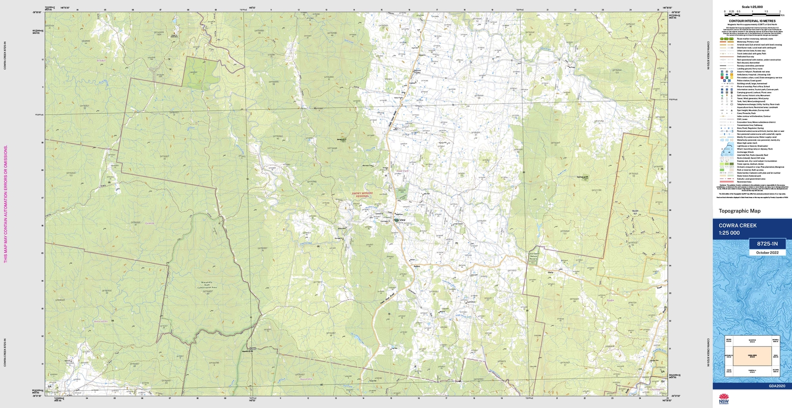 Cowra Creek 8725-1N Topographic Map 1:25k | eBay