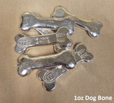 1oz YPS "Dog Bone" 999+ fine silver bullion bar "Yeager's Poured Silver ...