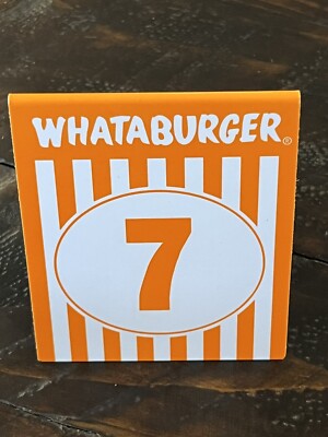 WHATABURGER TABLE TENT No. 7 CARD TEXAS HAMBURGER RESTAURANT #7 Mickey ...