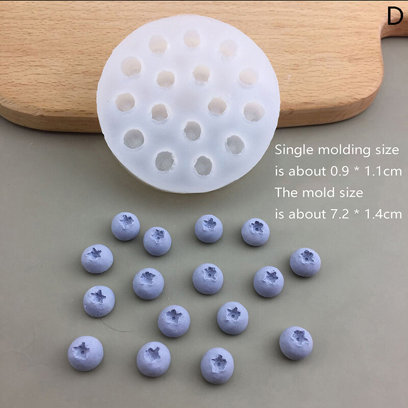 1Pc 3D Blueberry Raspberry Silicone Mold DIY Simulation Fruit Fondant ...