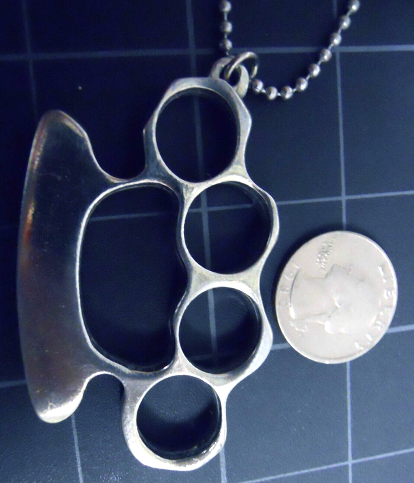 Brass Knuckles Necklace Stainless Ball Chain New Good Charlotte Huge ...