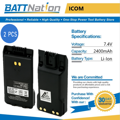 2x 7.4V 2400mAh Li-Ion Batteries for ICOM BP-280 BP-280Li F1000 F2000 ...