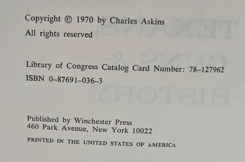 Texans, Guns & History by Col. Charles Askins, 1970 Winchester Press | eBay