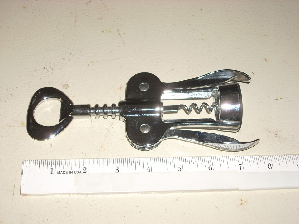 Vintage 7 inch Silvertone Winged Handle Wine Corkscrew Black Plastic ...