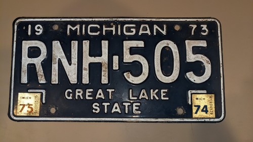Vintage Michigan 1973 1974 1975 "Great Lake State" Blue License Plate ...