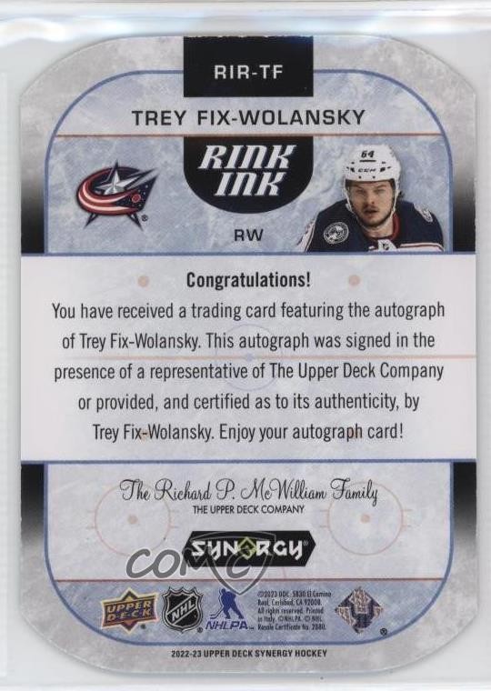 2022-23 Upper Deck Synergy Rink Ink Rookies Trey Fix-Wolansky #RIR-TF ...