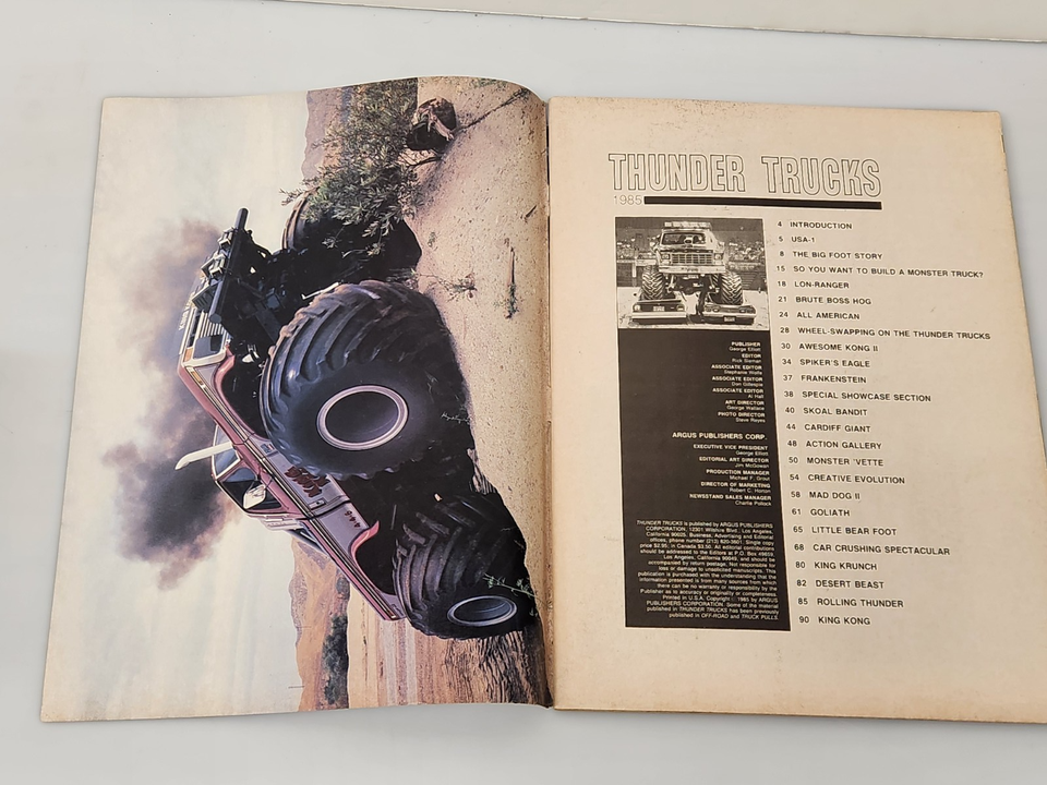 Rare Vintage 1985 Argus THUNDER TRUCKS Monster Magazine Bigfoot Goliath ...