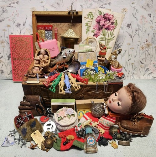 Antique To Vintage Treasure Chest Junk Drawer Lot Keepsakes Neat Finds ...