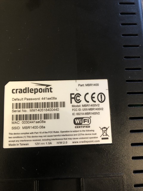Cradlepoint Mbr1400v2 WiFi Router With Mc400lpe-vz-arc Modem for sale ...