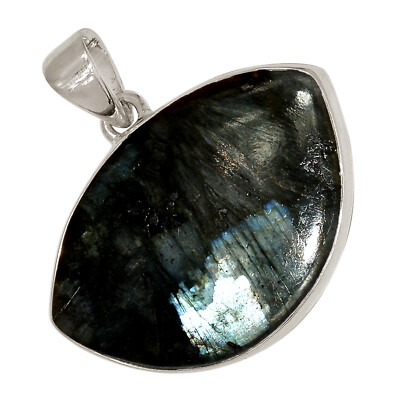 Natural Larvikite Stone / Black Moonstone - Norway 925 Silver Pendant ...