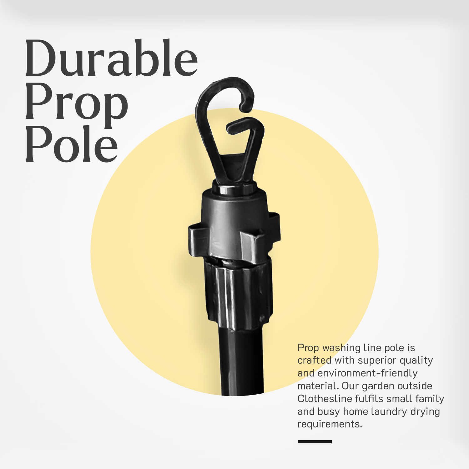 2.6m Prop Laundry Line Expandable Washing Pole Telescopic Support ...