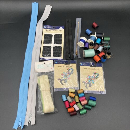 Lot of Sewing Supplies-Thread-Needles-Zippers | eBay