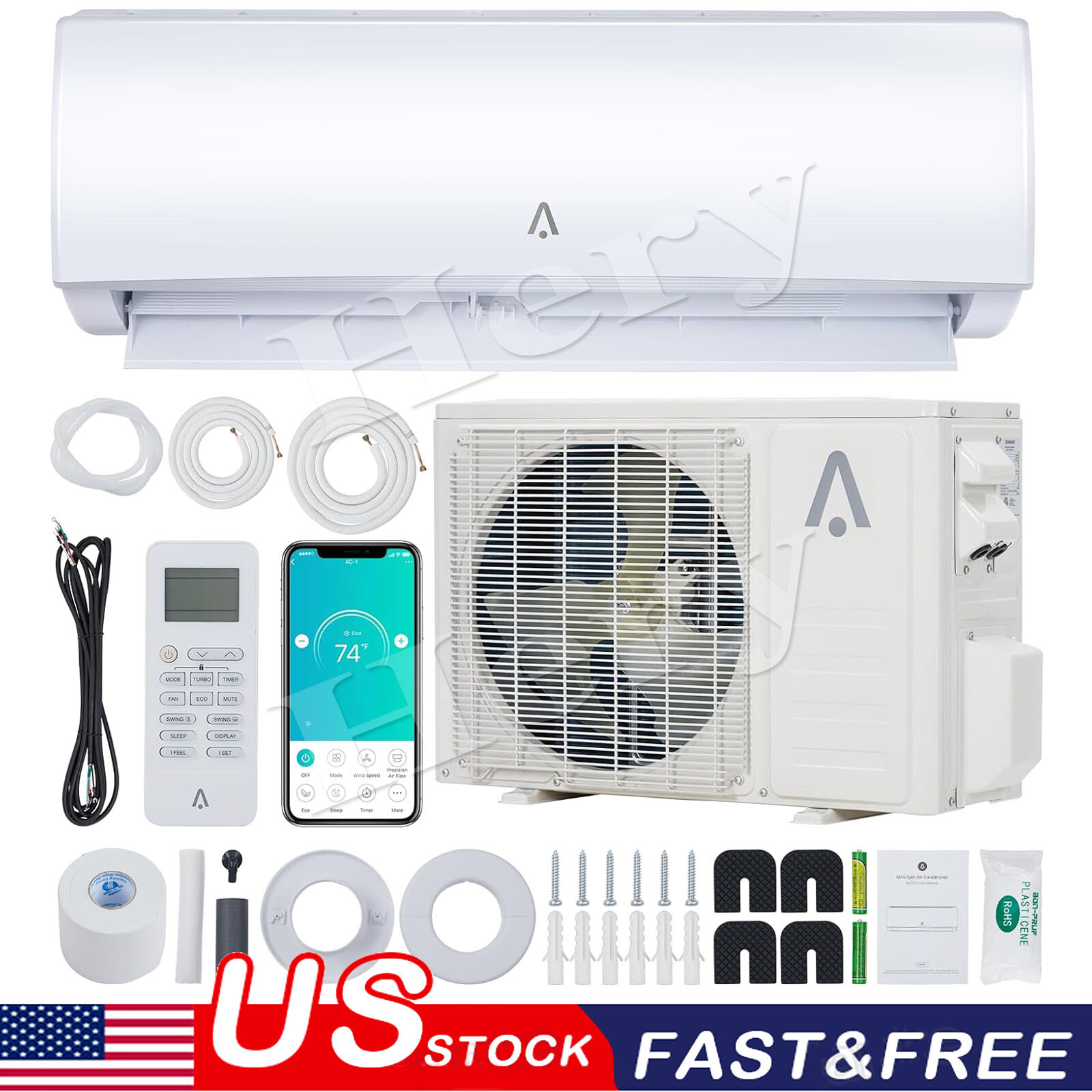 18000 Btu Ductless Mini Split Air Conditioner Heat Pump 19 Seer2 Ac